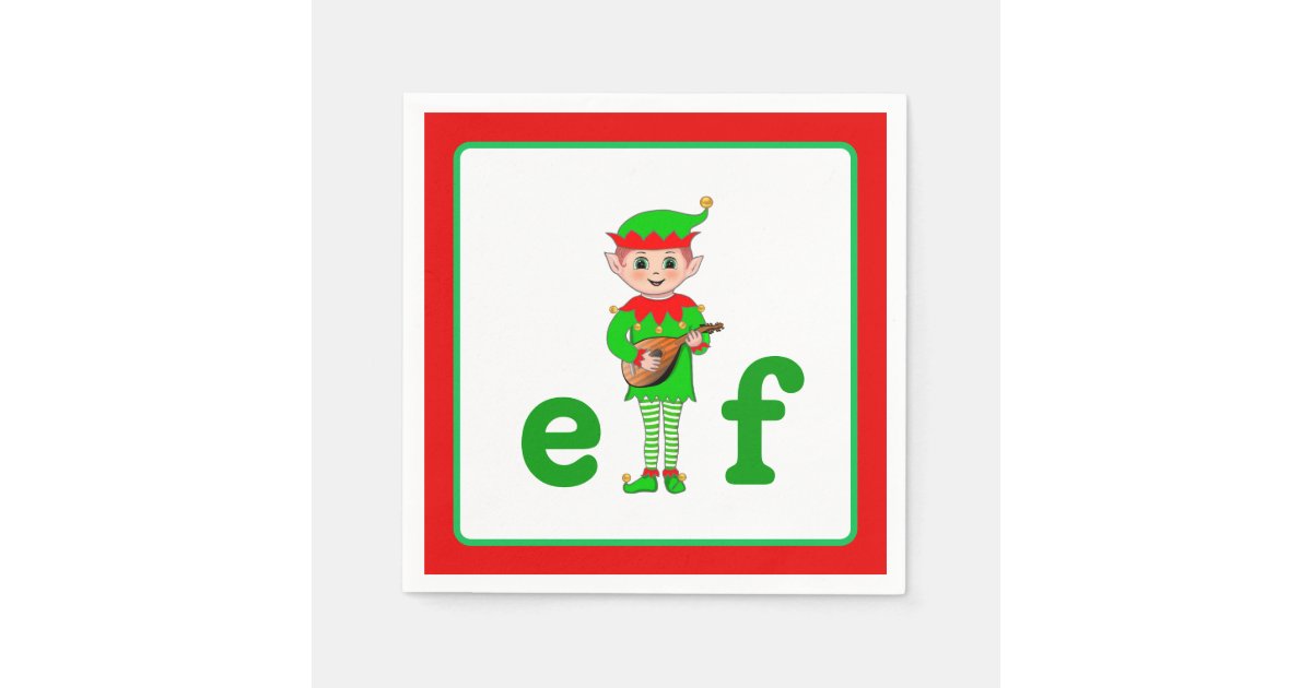 Modern Christmas Musical Elf Napkins | Zazzle
