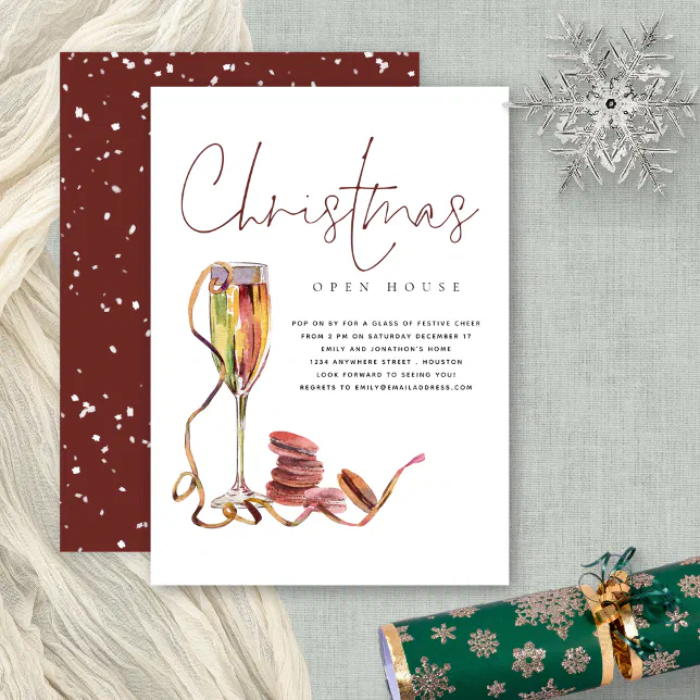 Modern Christmas Open House Script Invitation | Zazzle