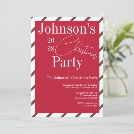 Modern Christmas Party Red and Green Invitation | Zazzle