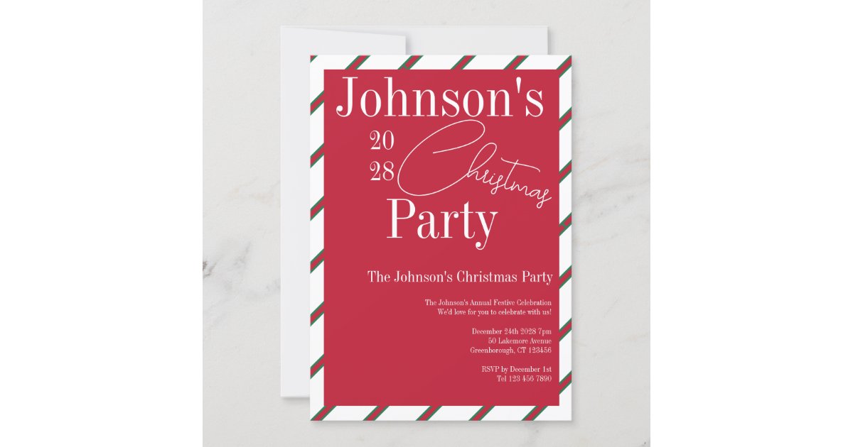 Modern Christmas Party Red and Green Invitation | Zazzle