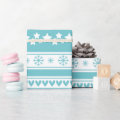 Modern Christmas Pattern Cyan Wrapping Paper | Zazzle