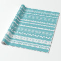 Modern Christmas Pattern Cyan Wrapping Paper | Zazzle