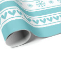 Modern Christmas Pattern Cyan Wrapping Paper | Zazzle