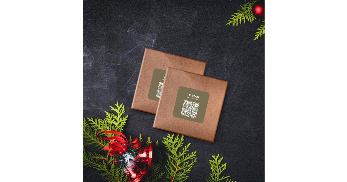 Modern Christmas QR Code Business Sticker | Zazzle