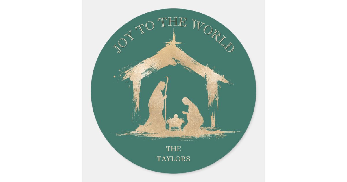 Modern Christmas Religious Nativity Mary & Joseph Classic Round Sticker ...