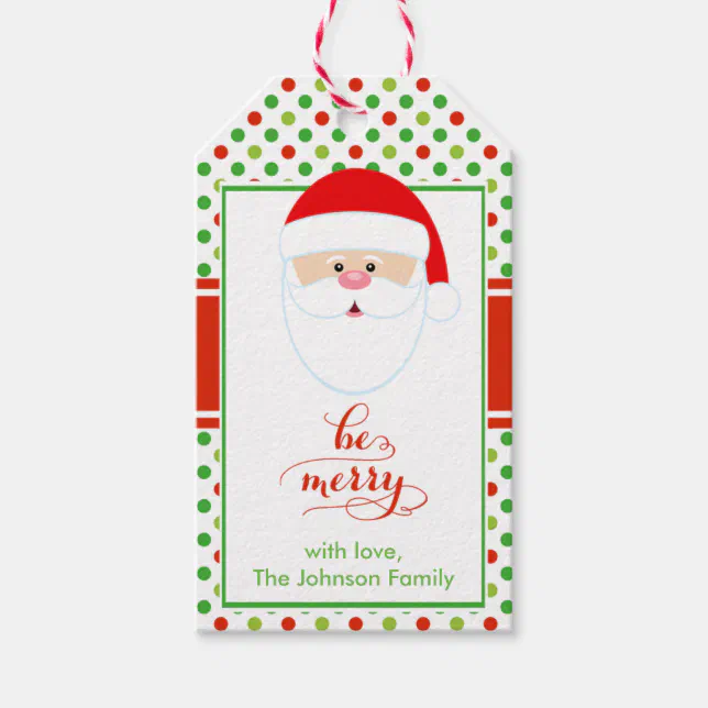 Modern Christmas Santa Holiday Gift Tag | Zazzle