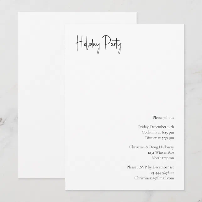 Modern Christmas Script Holiday Party Invitation | Zazzle