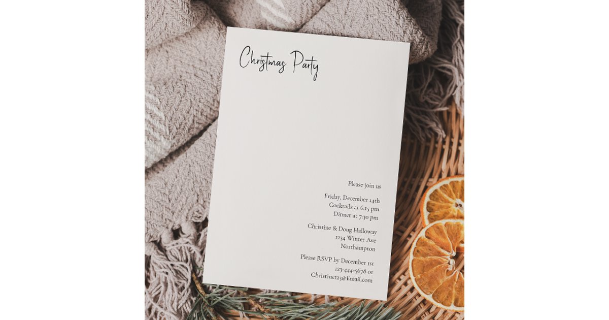 Modern Christmas Script Party Invitation | Zazzle