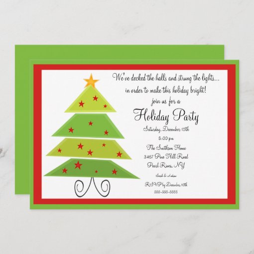 Modern Christmas Tree Christmas Party Invitation | Zazzle