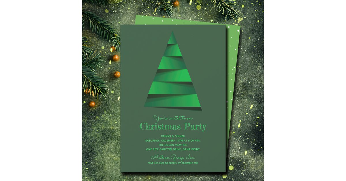 Modern Christmas Tree Party Invitation | Zazzle