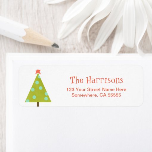 Modern Christmas Tree Return Address Label | Zazzle