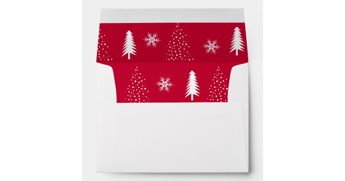 Modern Christmas Trees Snowflakes Lined Envelope | Zazzle