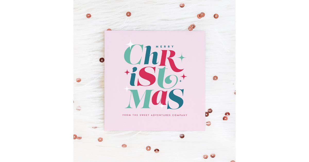 Modern Christmas Typography Design Holiday Card | Zazzle