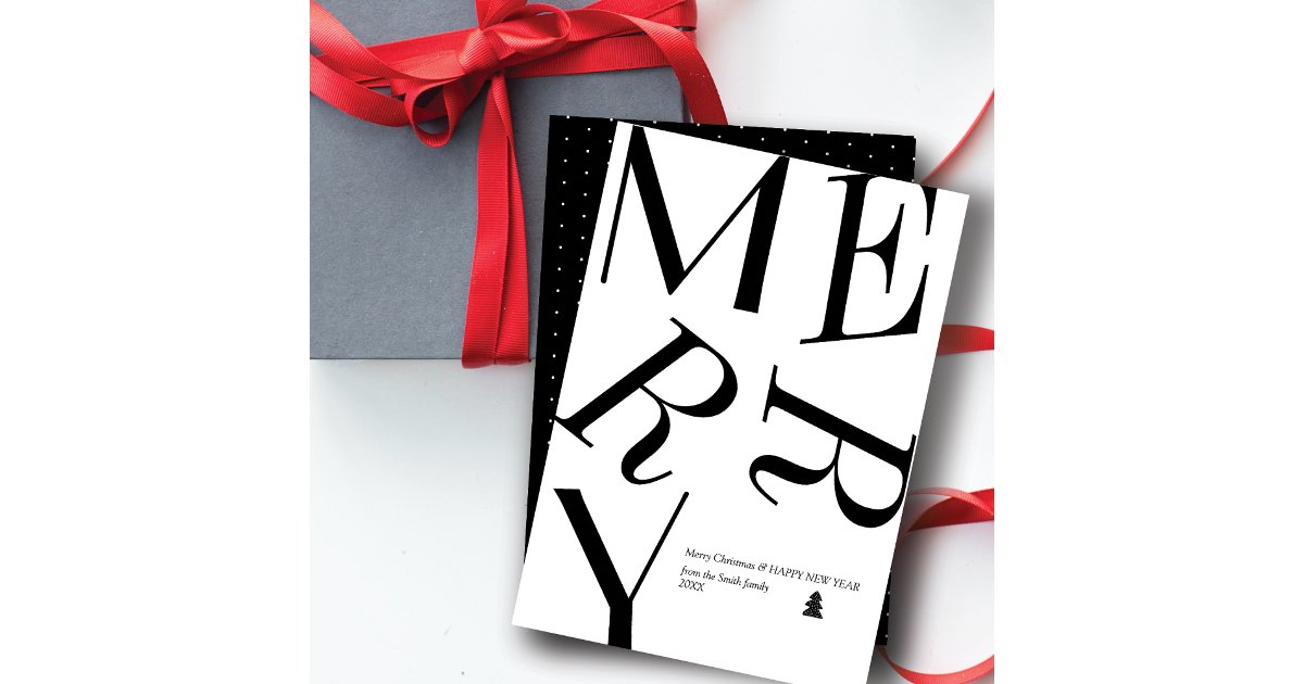 Modern Christmas Typography Personalized Card | Zazzle
