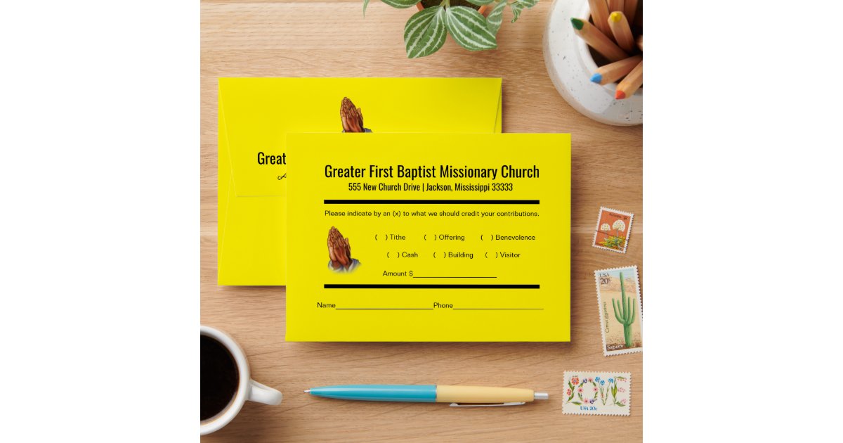 Modern Church Tithe Envelope Prayer Hands | Zazzle