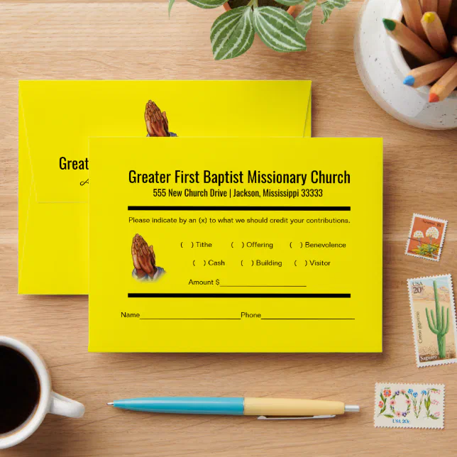Modern Church Tithe Envelope Prayer Hands | Zazzle