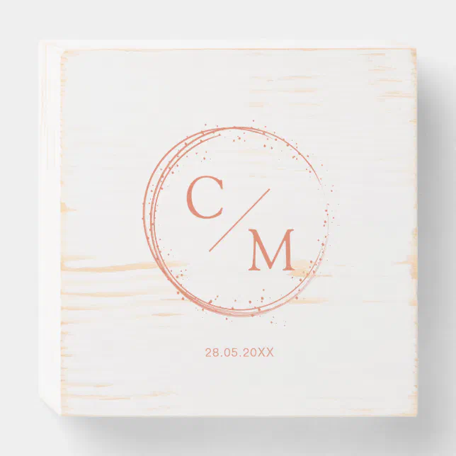 Modern Circle Monogram Wedding Wooden Box Sign | Zazzle
