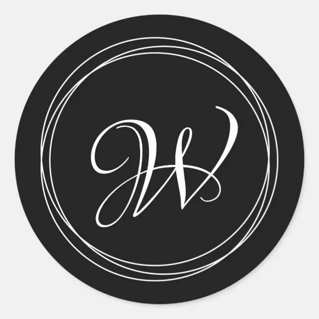 Modern circular pattern monogram classic round sticker | Zazzle