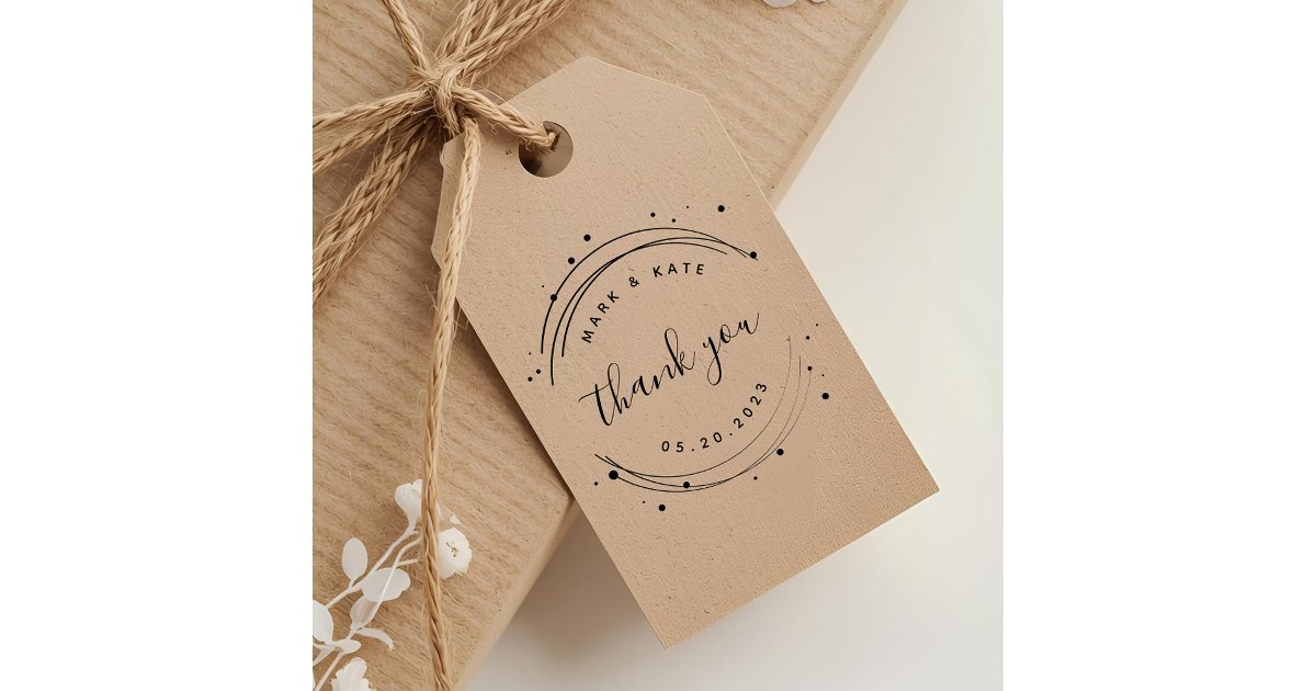 Modern Circular Wedding Favor Thank You Rubber Stamp | Zazzle