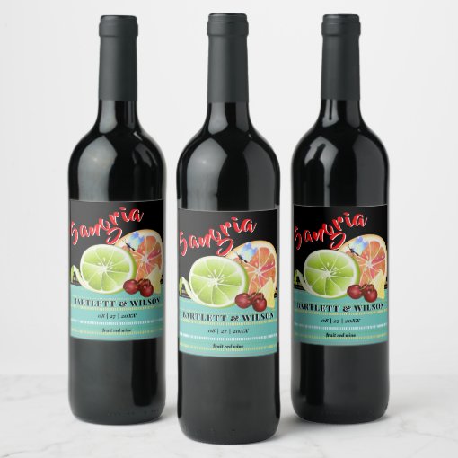 Modern Citrus Fruit Sangria | Wedding Wine Label | Zazzle