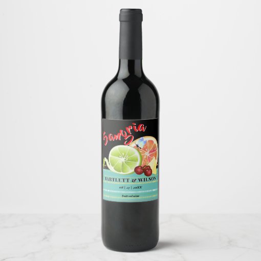 Modern Citrus Fruit Sangria | Wedding Wine Label | Zazzle