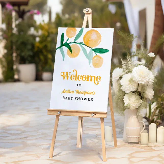 Modern Citrus Orange Retro Baby Shower Welcome Foam Board | Zazzle