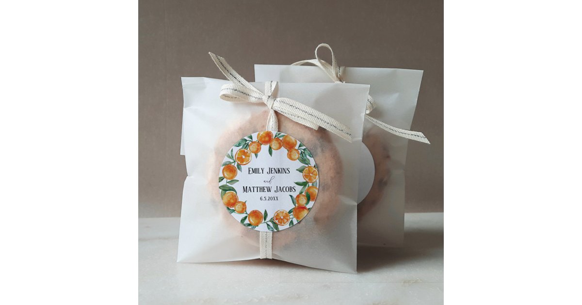 Modern Citrus-Themed Wedding Favor Stickers | Zazzle