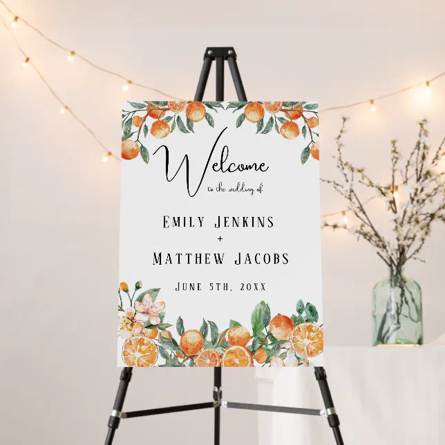 Modern Citrus-Themed Wedding Welcome Sign | Zazzle
