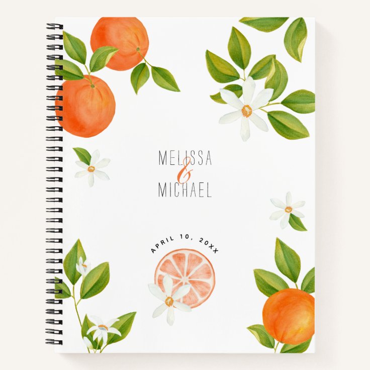 Modern Citrus Wedding Oranges + Orange Blossoms Notebook | Zazzle