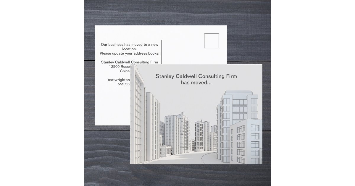 Modern City Architecture Custom Business Moving Postcard | Zazzle