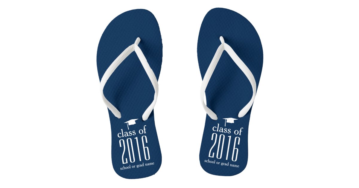 Modern Class of 2016 Graduation Cap Custom Color Flip Flops | Zazzle