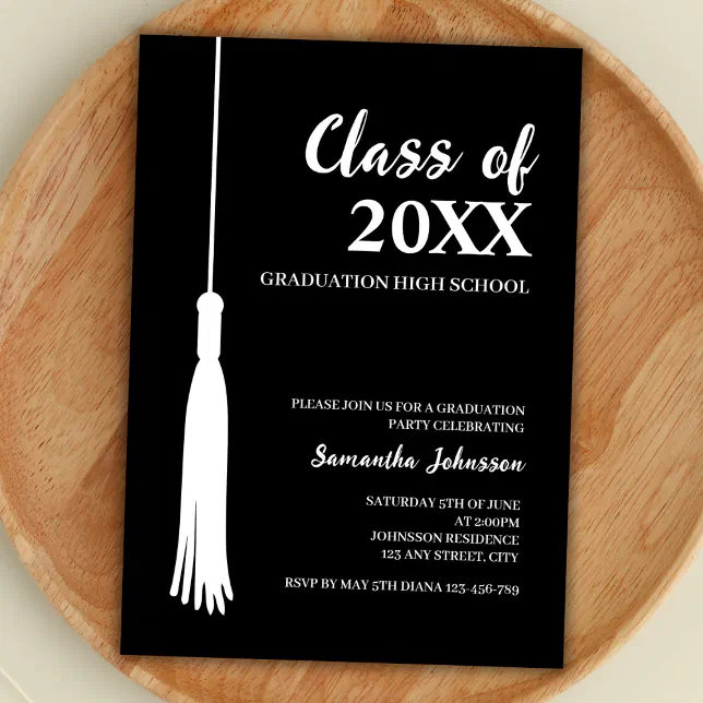 Modern Class Of 2024 Grad Tassel Graduation Invitation | Zazzle