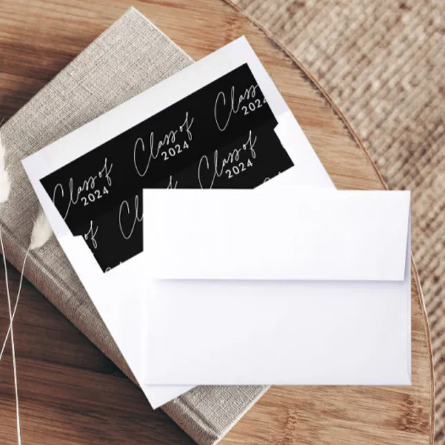 Modern Class of 2024 Script Graduation Envelope Liner | Zazzle