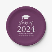 Modern Class of 2024 Script Purple Graduation Paper Plates | Zazzle