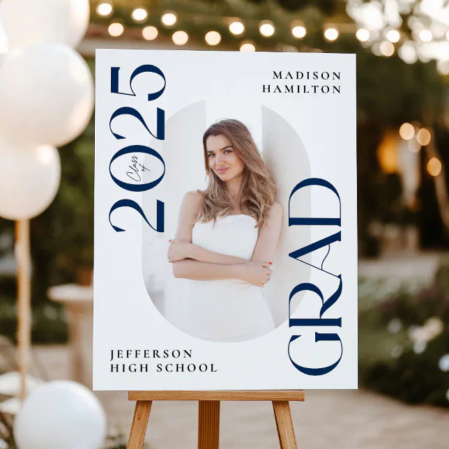 Modern Class of 2025 Navy Graduation Welcome Sign | Zazzle