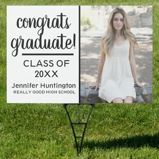 Modern Class of 2025 Photo Graduation Lawn Yard Sign | Zazzle
