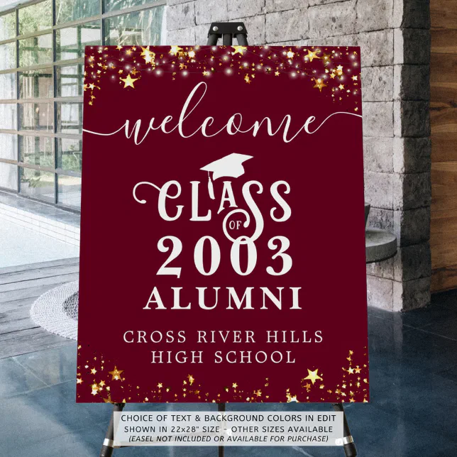 Modern Class Reunion Welcome Burgundy Maroon Foam Board | Zazzle