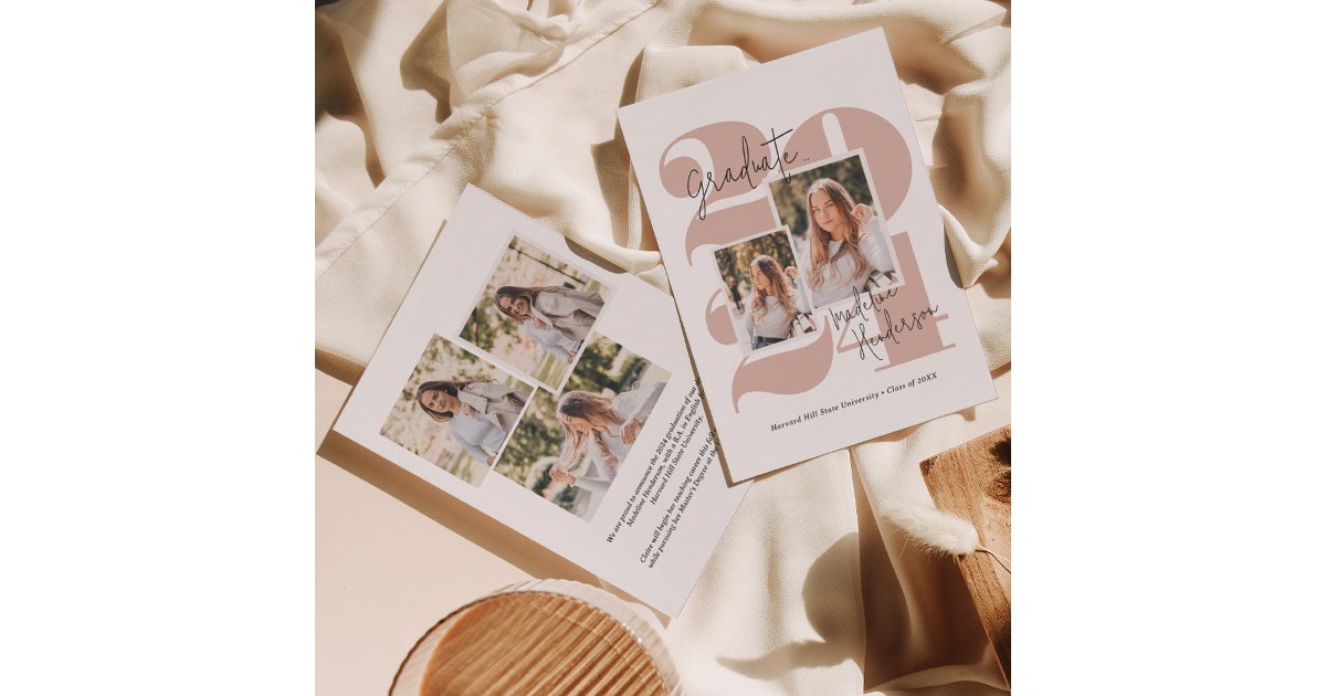 Modern Class Year 5 Photo Collage Graduation Announcement | Zazzle