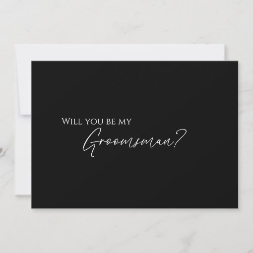 Modern Classic Black Wedding Groomsman Proposal Invitation | Zazzle