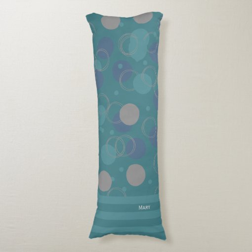 Modern Classic Blue Circles Pattern First Name Body Pillow | Zazzle