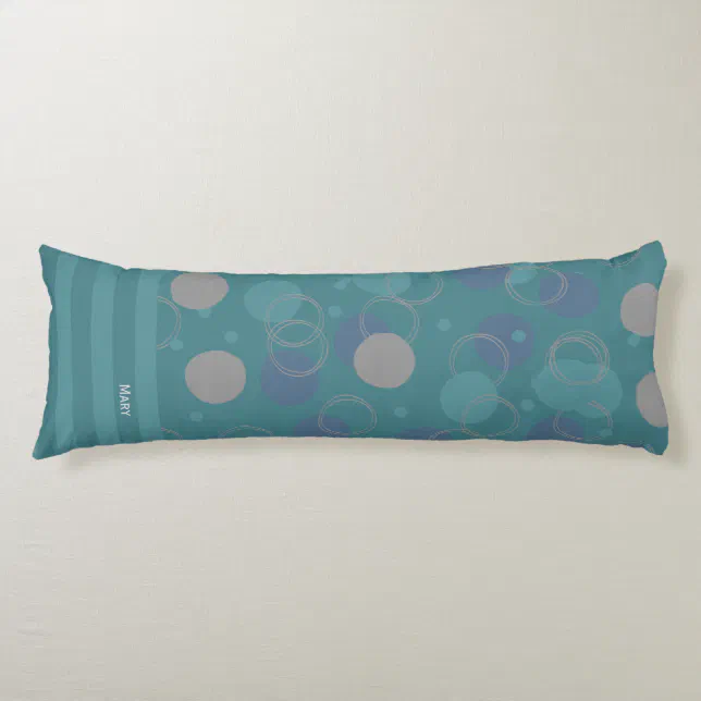 Modern Classic Blue Circles Pattern First Name Body Pillow | Zazzle