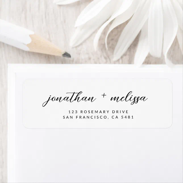 Modern Classic Calligraphy Script Wedding Address Label | Zazzle