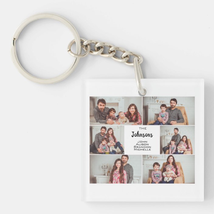 Modern Classic Custom 6 Family Photo Collage Keychain | Zazzle.com