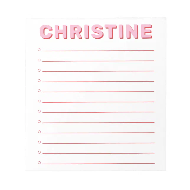 Modern Classic Cute Pink Typographic Kids Teacher Notepad | Zazzle