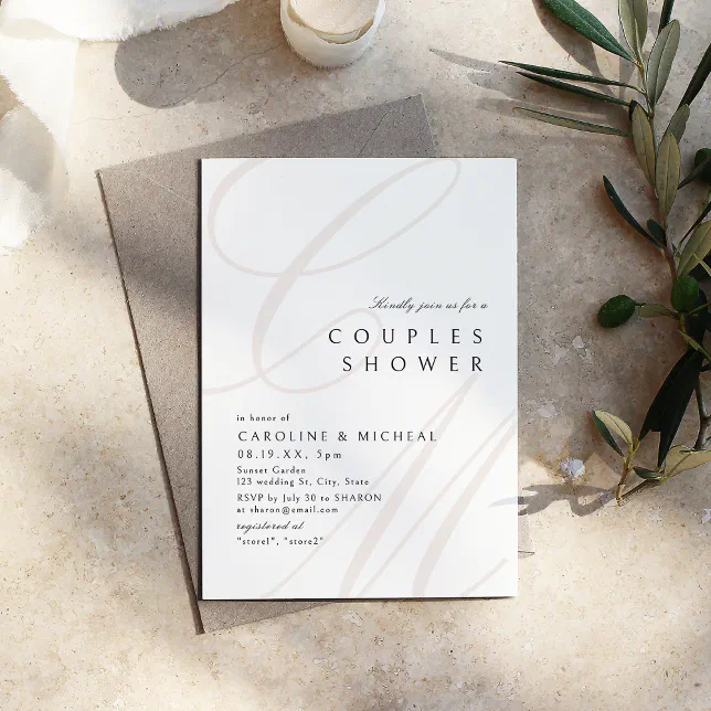Modern Classic Elegance Calligraphy Couples Shower Invitation | Zazzle