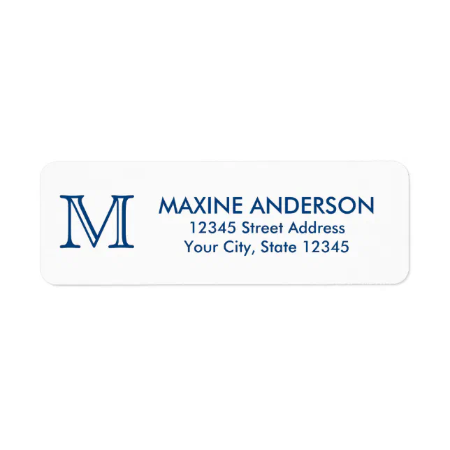 Modern Classic Elegant Navy Blue Monogram Initial Label | Zazzle