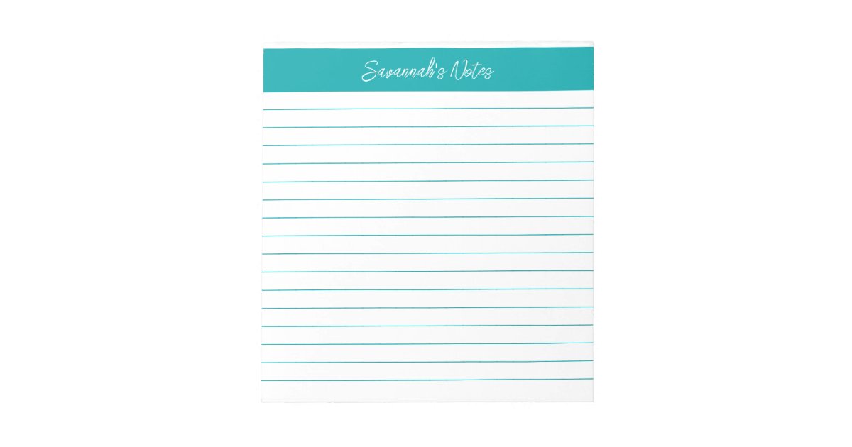 Modern Classic Elegant Teal Script Personalized Notepad | Zazzle