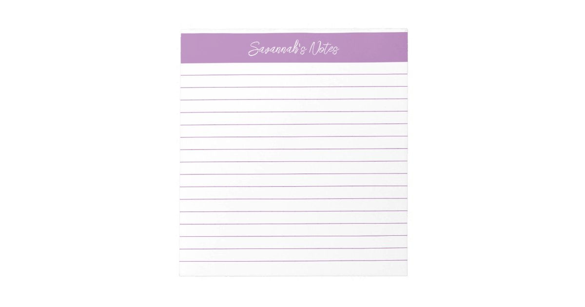 Modern Classic Lavender Script Personalized Notepad | Zazzle
