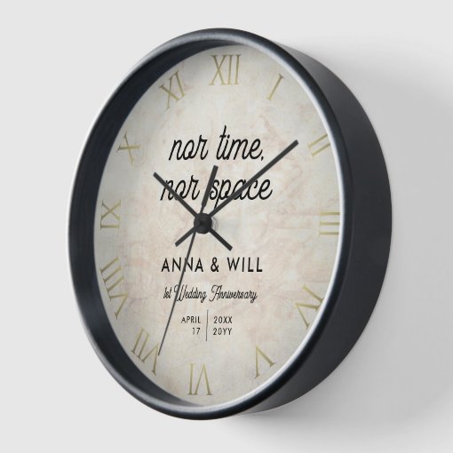 Modern Classic Love Quote 1st Wedding Anniversary Clock | Zazzle