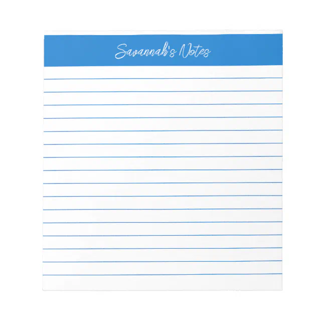 Modern Classic Medium Blue Script Personalized Notepad | Zazzle